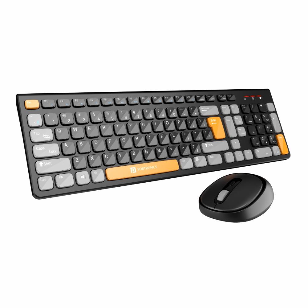 Buy Portronics Key7 Wireless Keyboard & Mouse Combo, Black and Orange ...