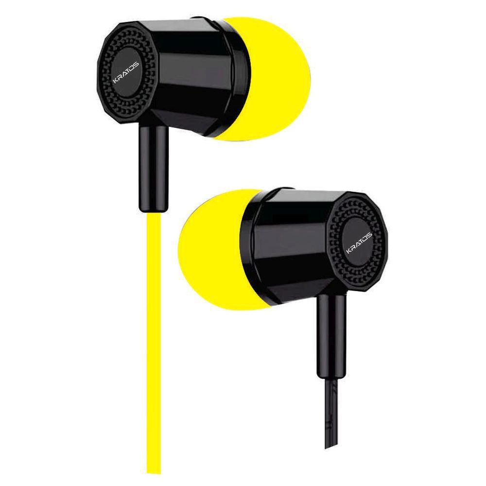 Buy Kratos KR E02 Thump Ear Wired Earphone with Mic, Yellow at Best ...