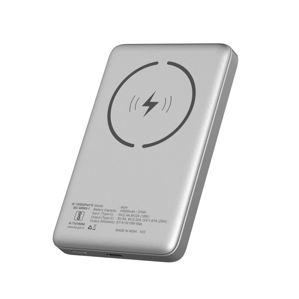 Buy Stuffcool Allum 10000 mAh Magnetic Wireless Power Bank, Silver at ...