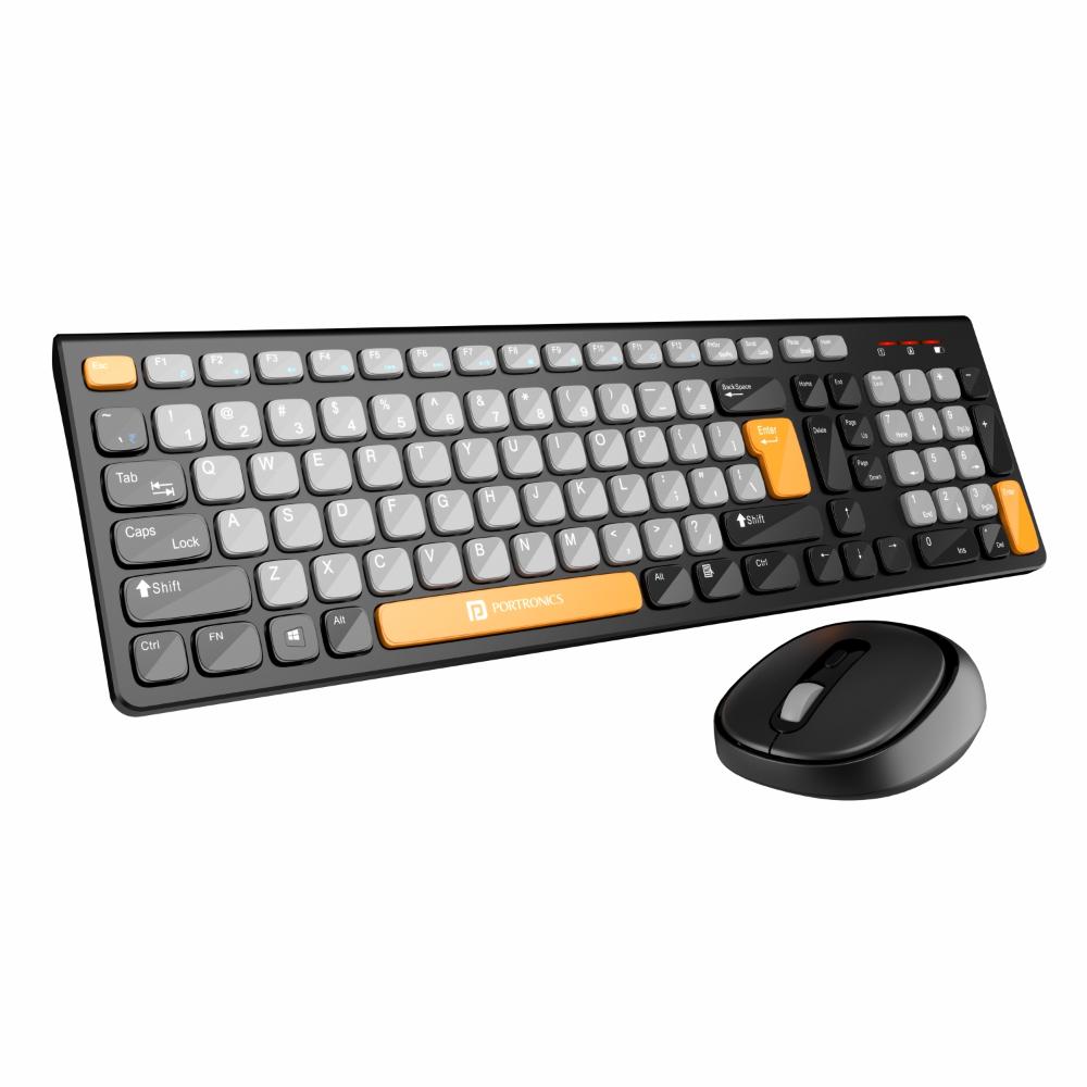 Buy Portronics Key7 Wireless Keyboard & Mouse Combo, Grey and Orange ...