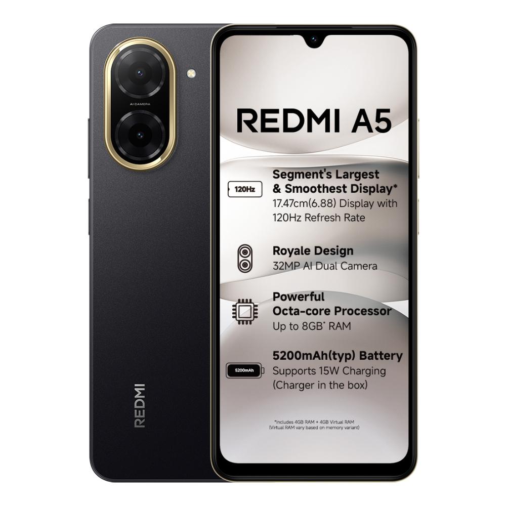 Buy Redmi A5 128 GB, 4 GB RAM, Black, Mobile Phone at Reliance Digital