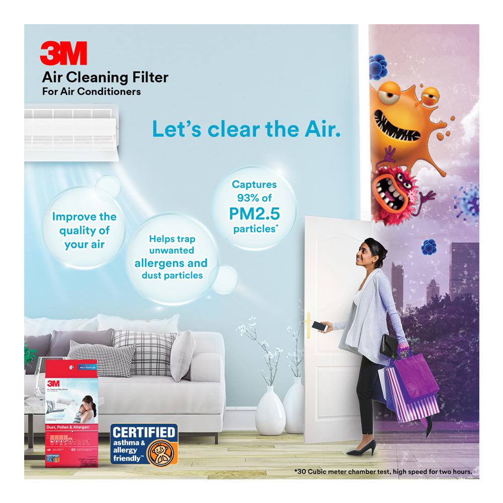 Buy 3M Dust, Pollen and Allergen Filter for Split Air Conditioners, UU010497988, White at Best ...