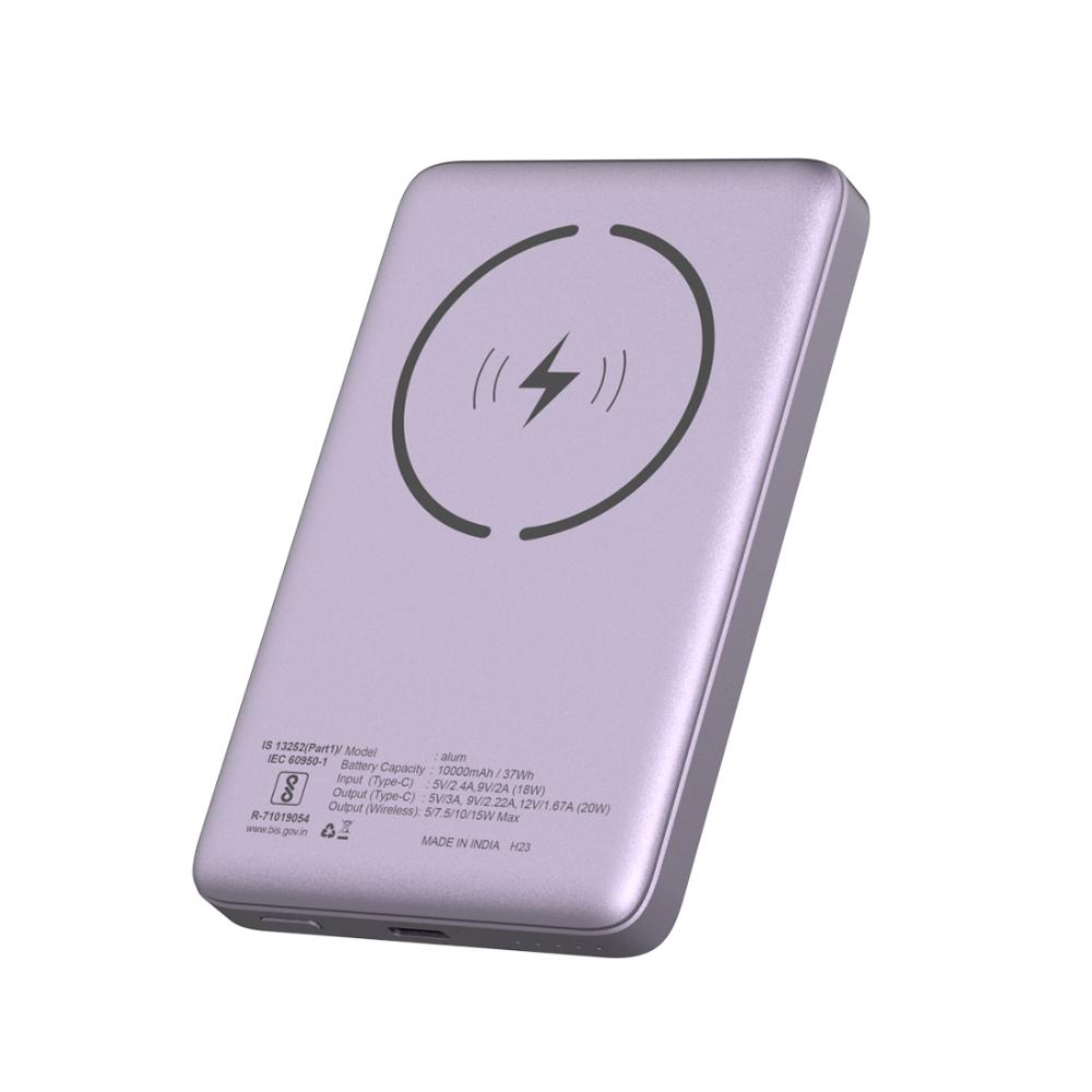 Buy Stuffcool Allum 10000 mAh Magnetic Wireless Power Bank, Purple at ...