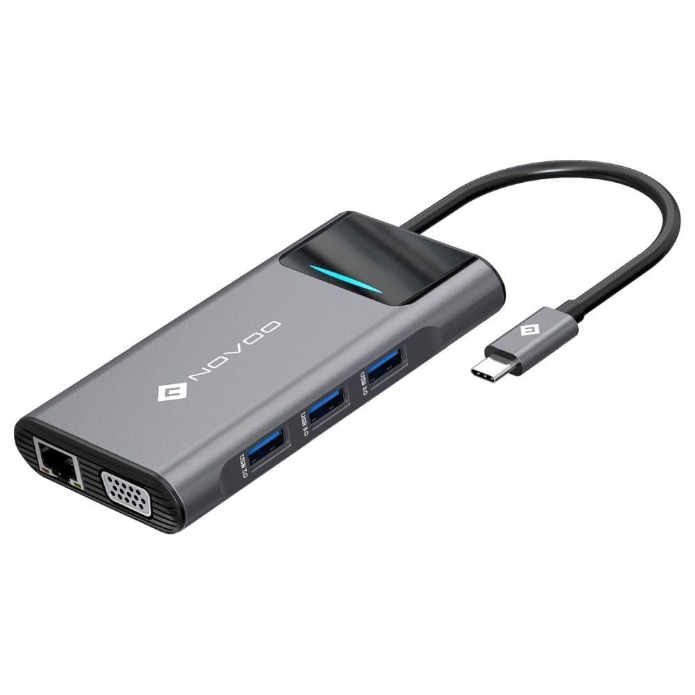 Buy Novoo 9-in-1 Pro USB-C Hub with 3 USB-A Port, USB-C PD Port, HDMI ...