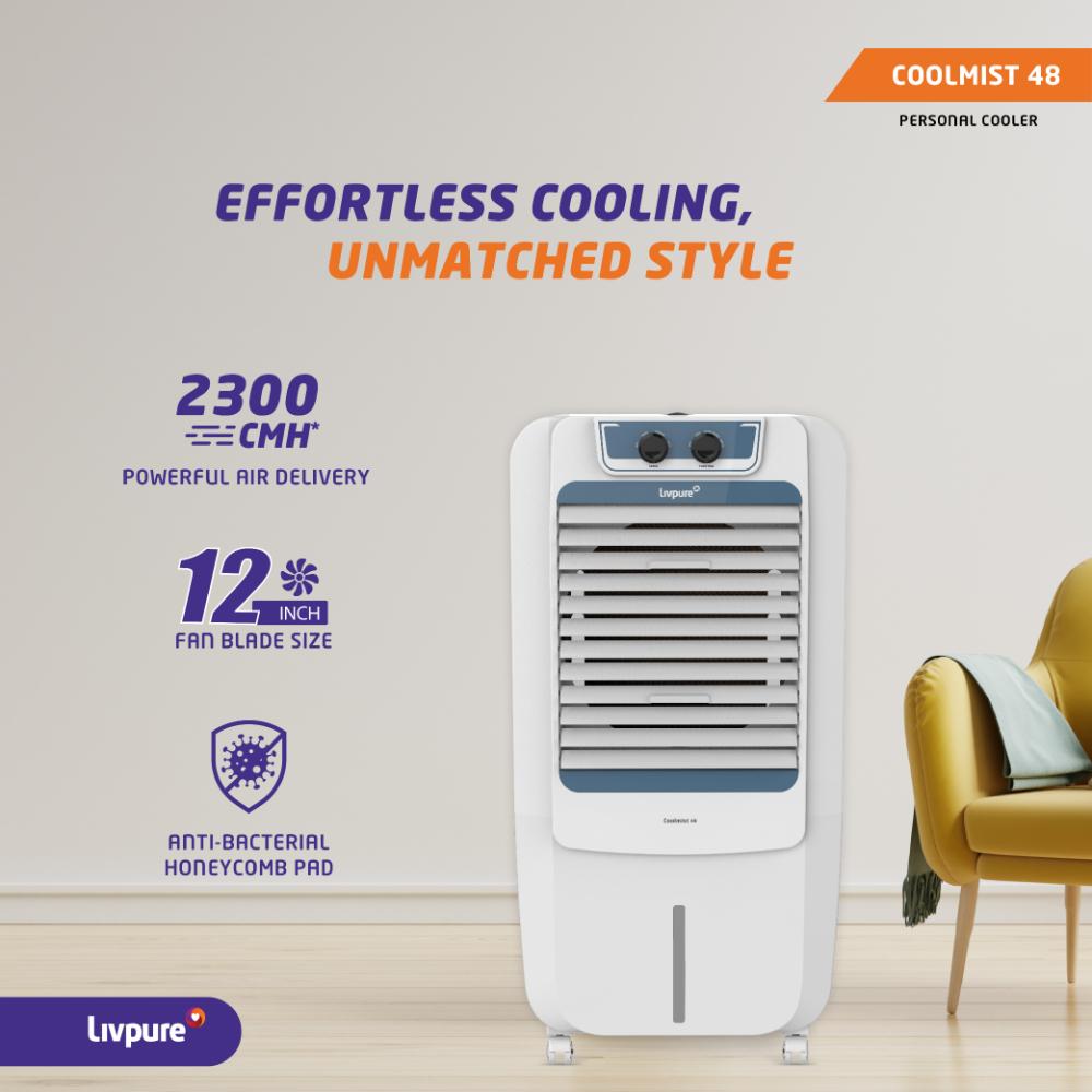 Buy Livpure Coolmist 48L Personal Air Cooler with 2300 CMH Air delivery ...