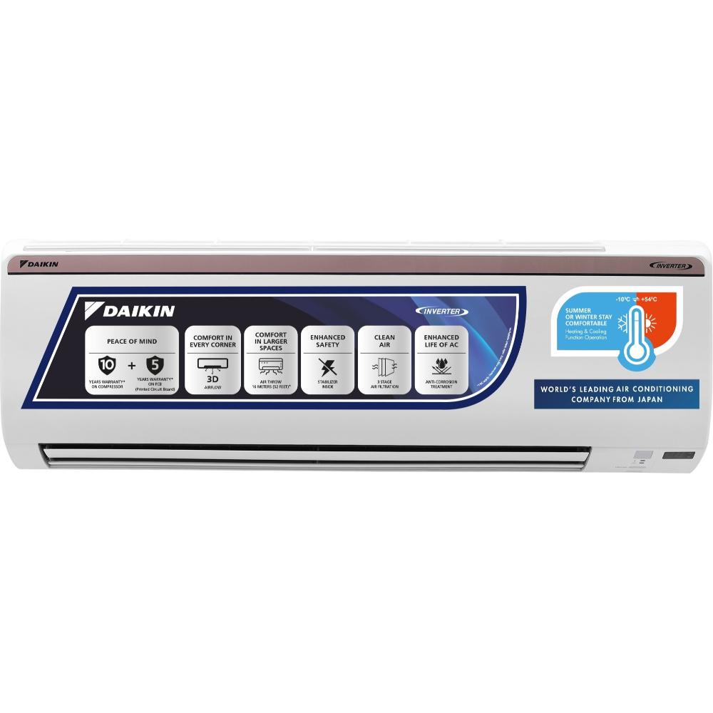 Buy Daikin 1 Ton 3 Star FTHT35UV Inverter Split AC (100 Percent Copper ...