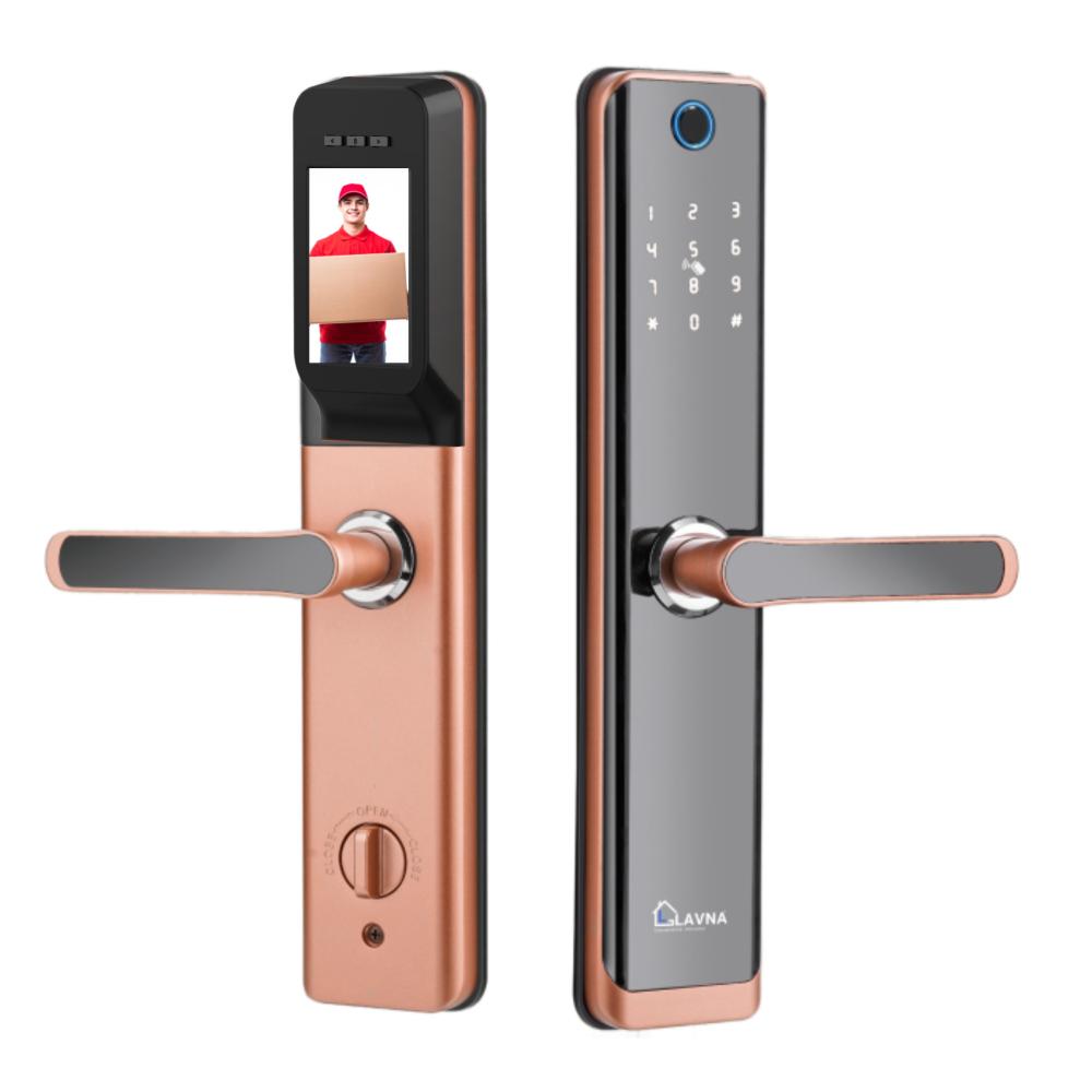 Buy LAVNA LA24 Smart Wi-Fi Camera Door Lock with 7 Way of Access, Rose ...