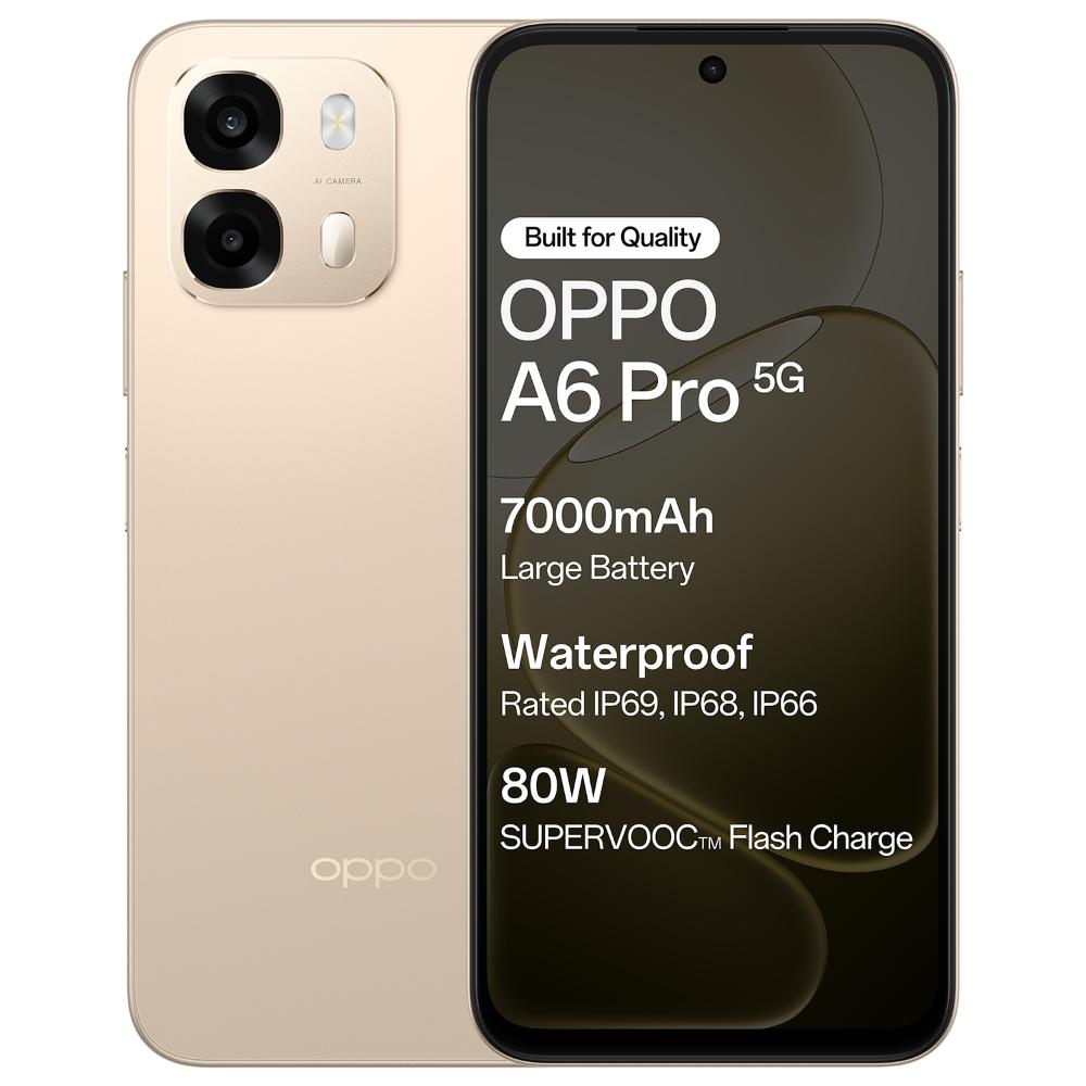 OPPO A6 Pro 5G 128 GB, 8 GB RAM, Aurora Gold, Mobile Phone