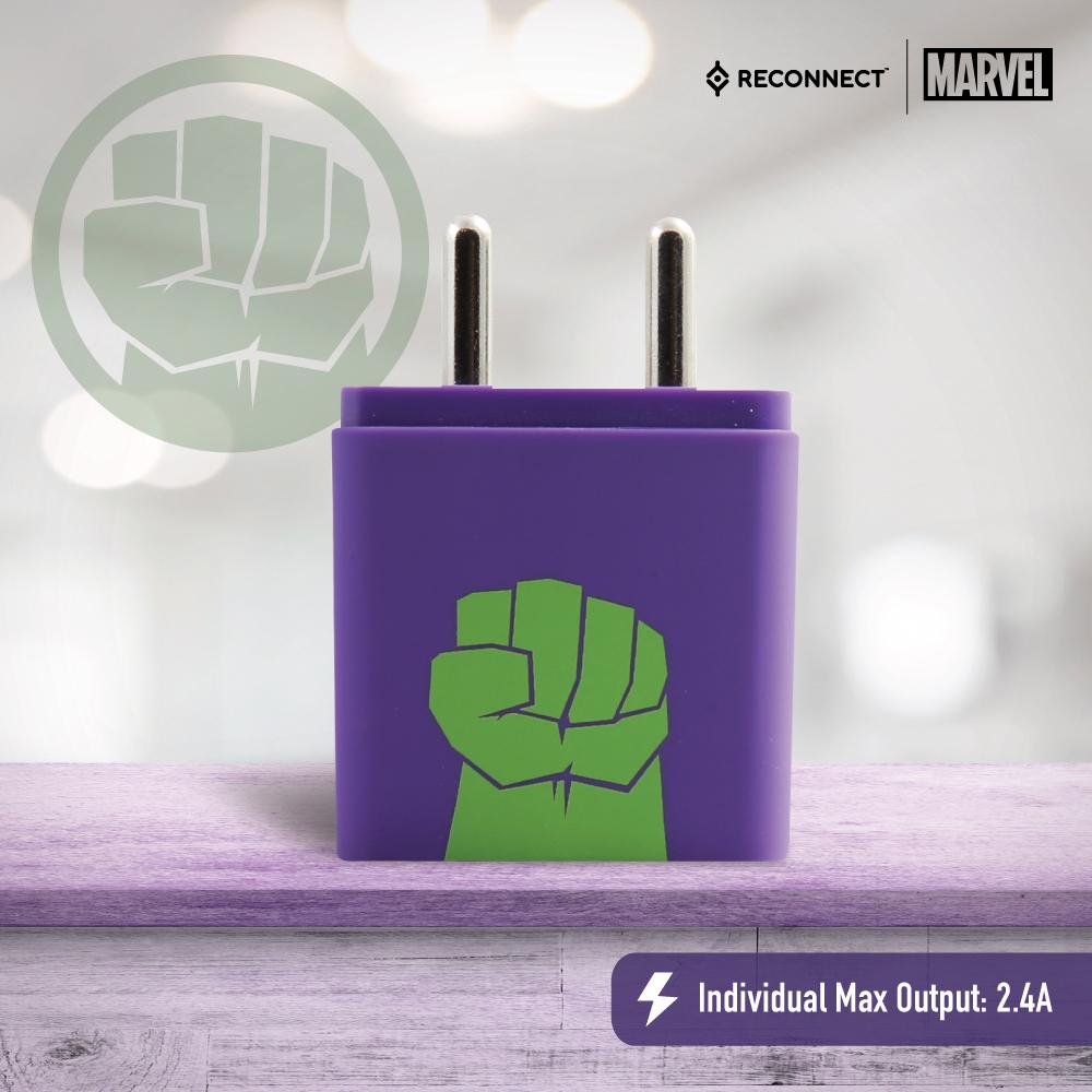 Buy Reconnect Marvel "THE HULK" 2 USB ports 10 Watts Wall Charger ...