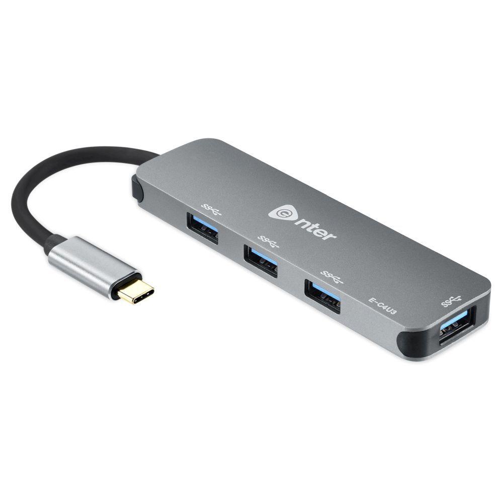 Buy Enter C-4U3 USB-C to 4 Port USB 3.0 Hub, Black-Grey at Best Price ...