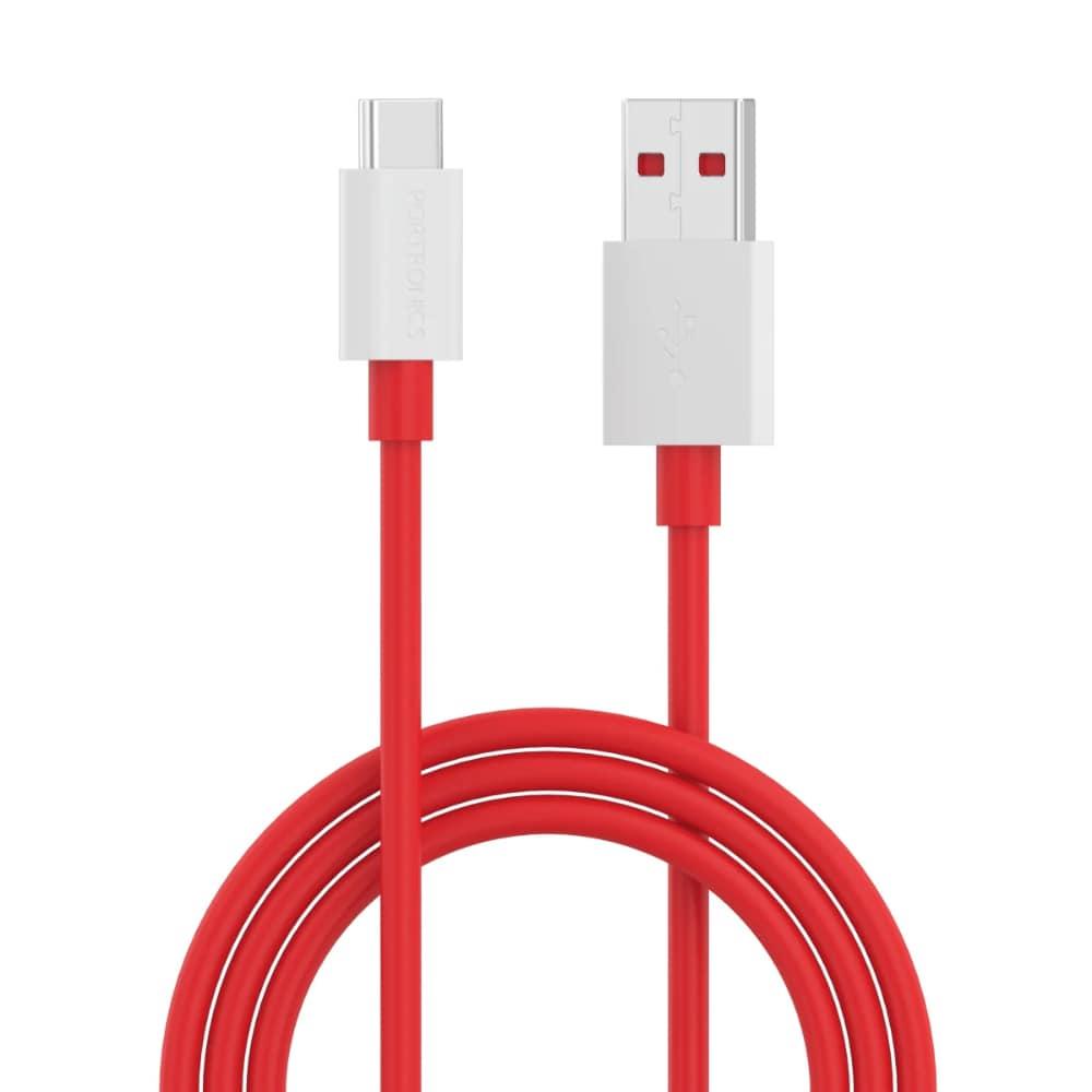 Portronics Konnect Type A to Type C 65 W Power Cable, Red