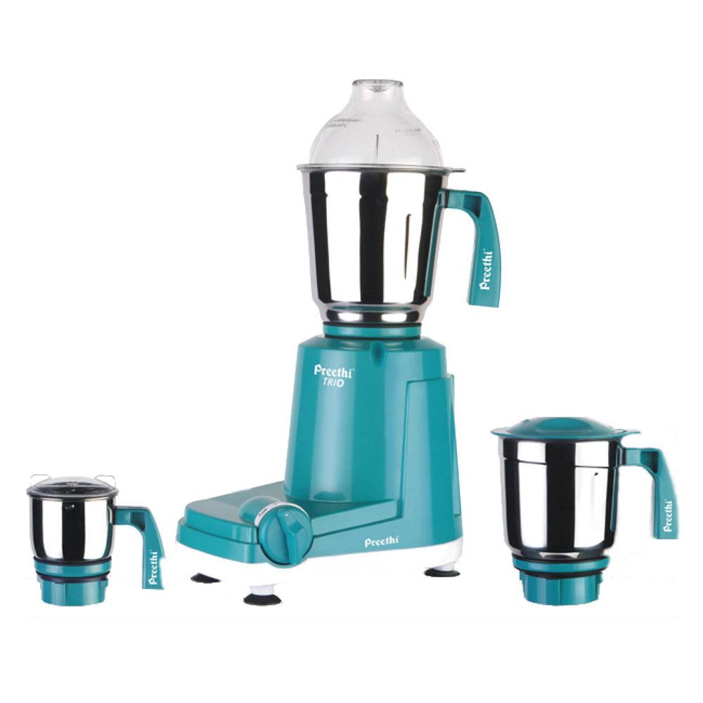 Buy Preethi Trio 500 Watts Mixer Grinder with Jar Lock, Stainless Steel ...
