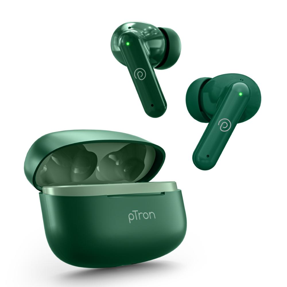 Buy pTron Zenbuds X1 Quad Mic TWS Earbuds, Green, TruTalk ENC Calls, 40 ...