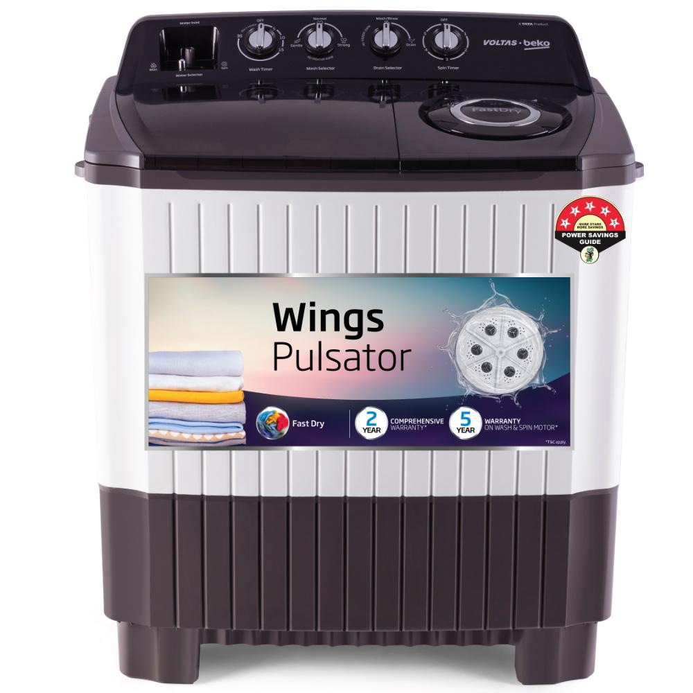 Buy Voltas Beko 7.5 kg Semi Automatic Top Load Washing Machine, Grey ...
