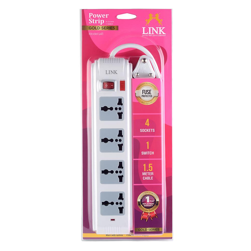 Buy Link Gold Series 4+1 Socket Power Strip, 401/L41 at Best Price on Reliance Digital