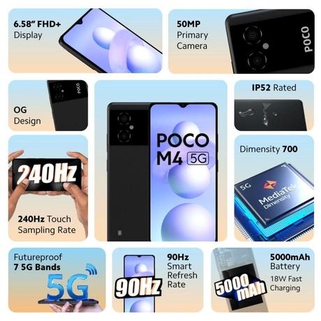 Buy POCO M4 5G 128 GB, 6 GB RAM, Power Black, Mobile Phone at Best ...